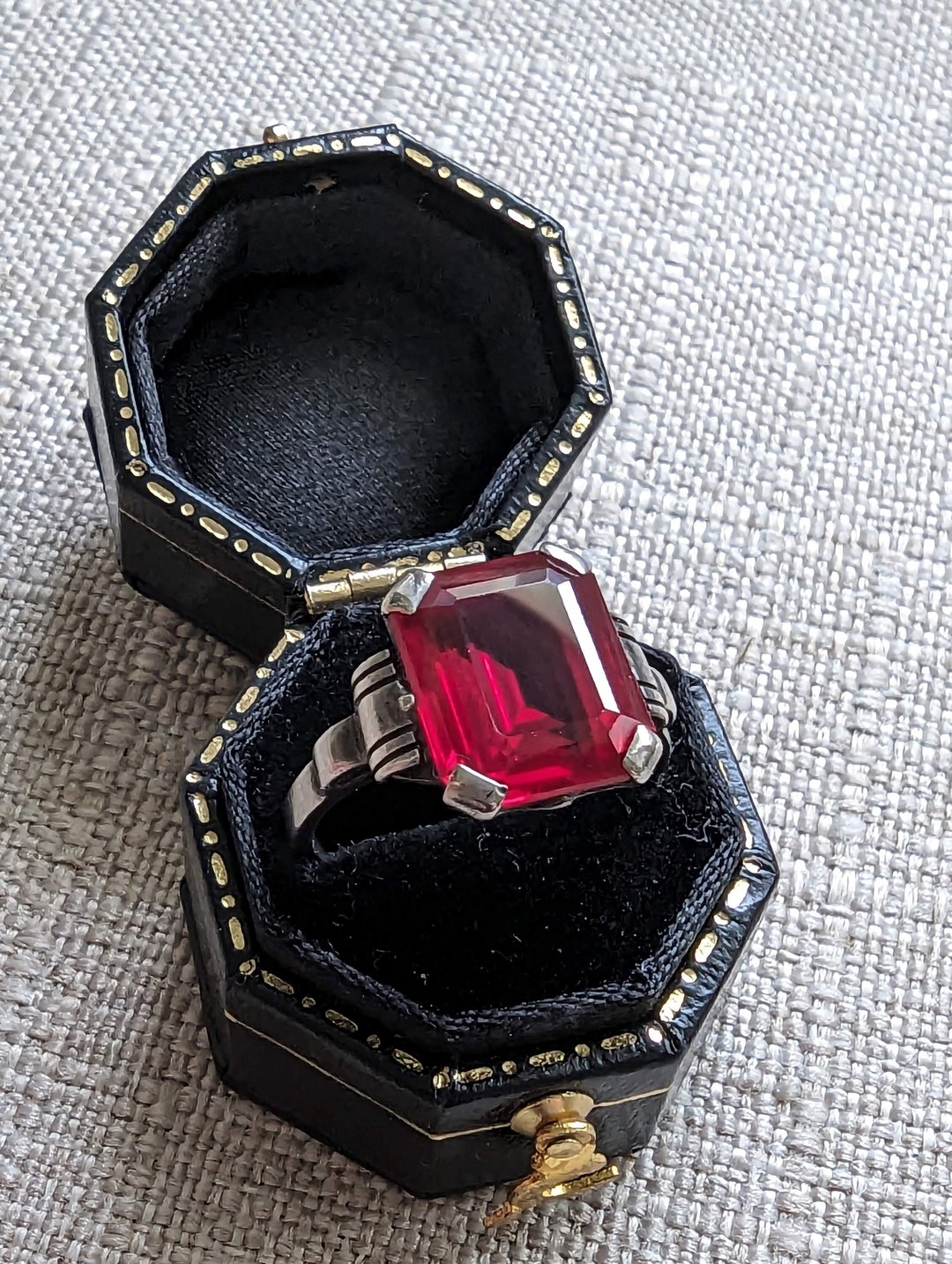 Antique Art Deco Synthetic/man Made Ruby and Sterling Silver - Etsy