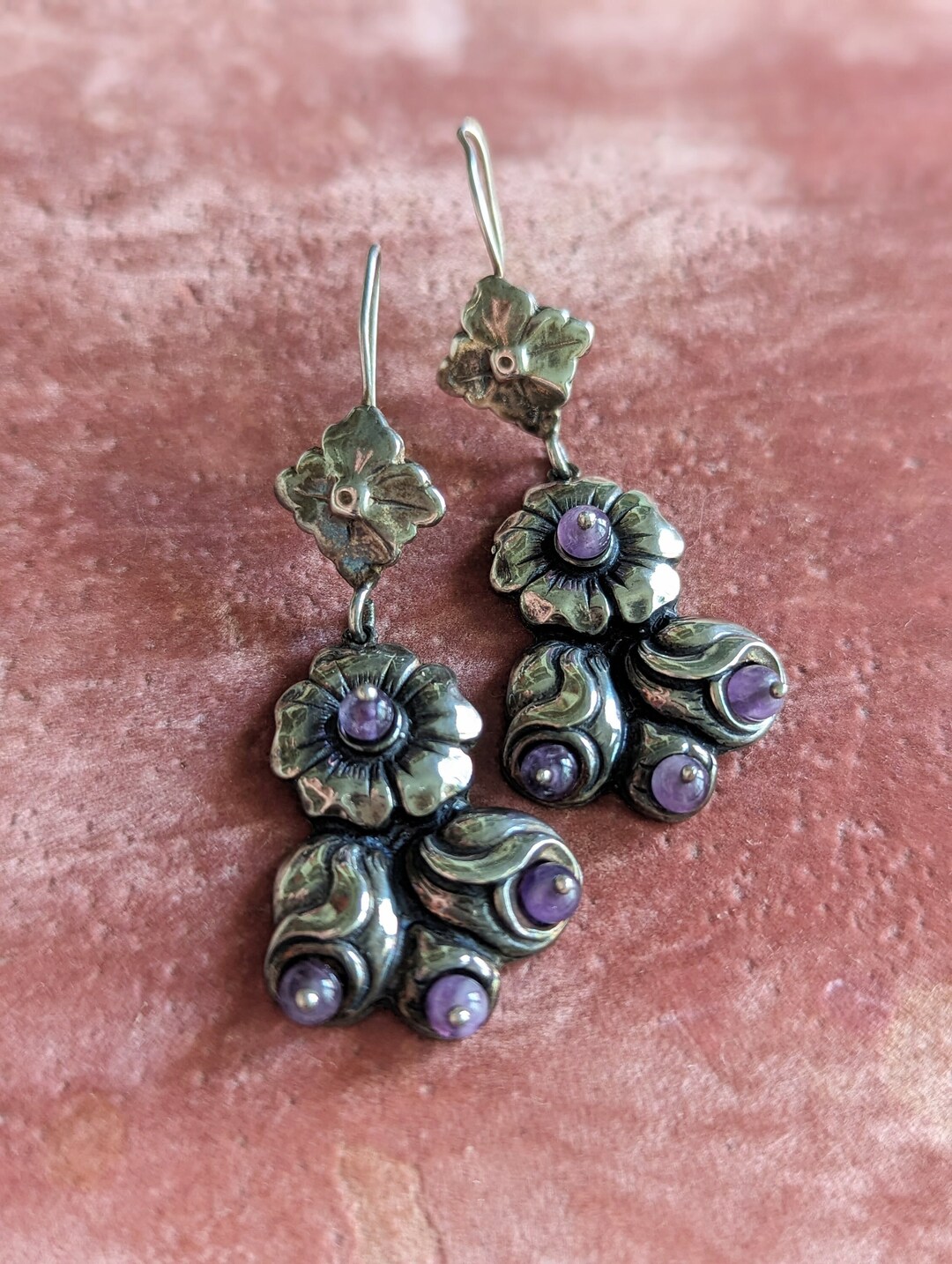 Antique Sk nvirke Scandinavian Silver Amethyst Bead Dangle Etsy