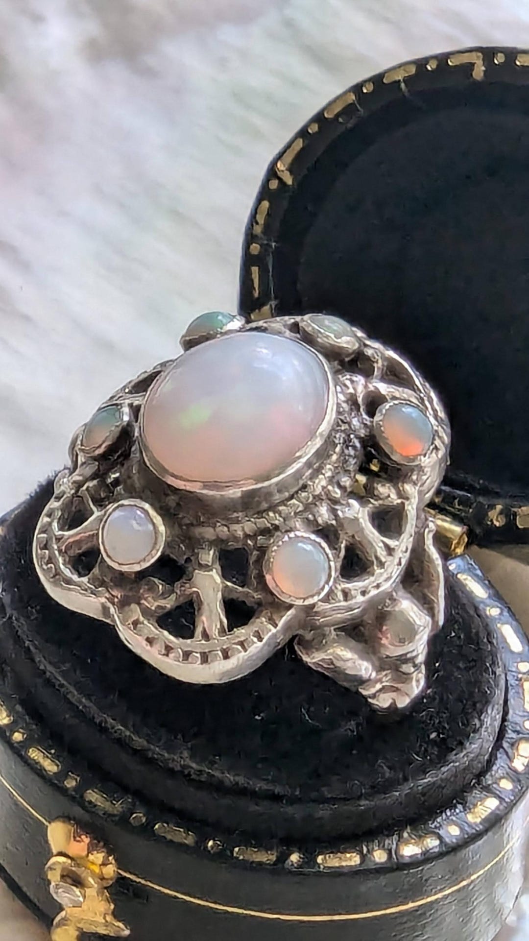 Antique Opal Austro-hungarian Ring // Winged Figures on the Shoulders ...