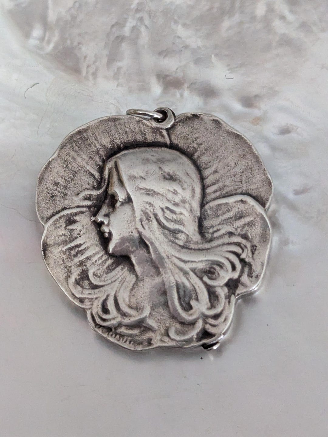Antique Art Nouveau Sterling Silver Sliding Mirror Locket Pendant ...