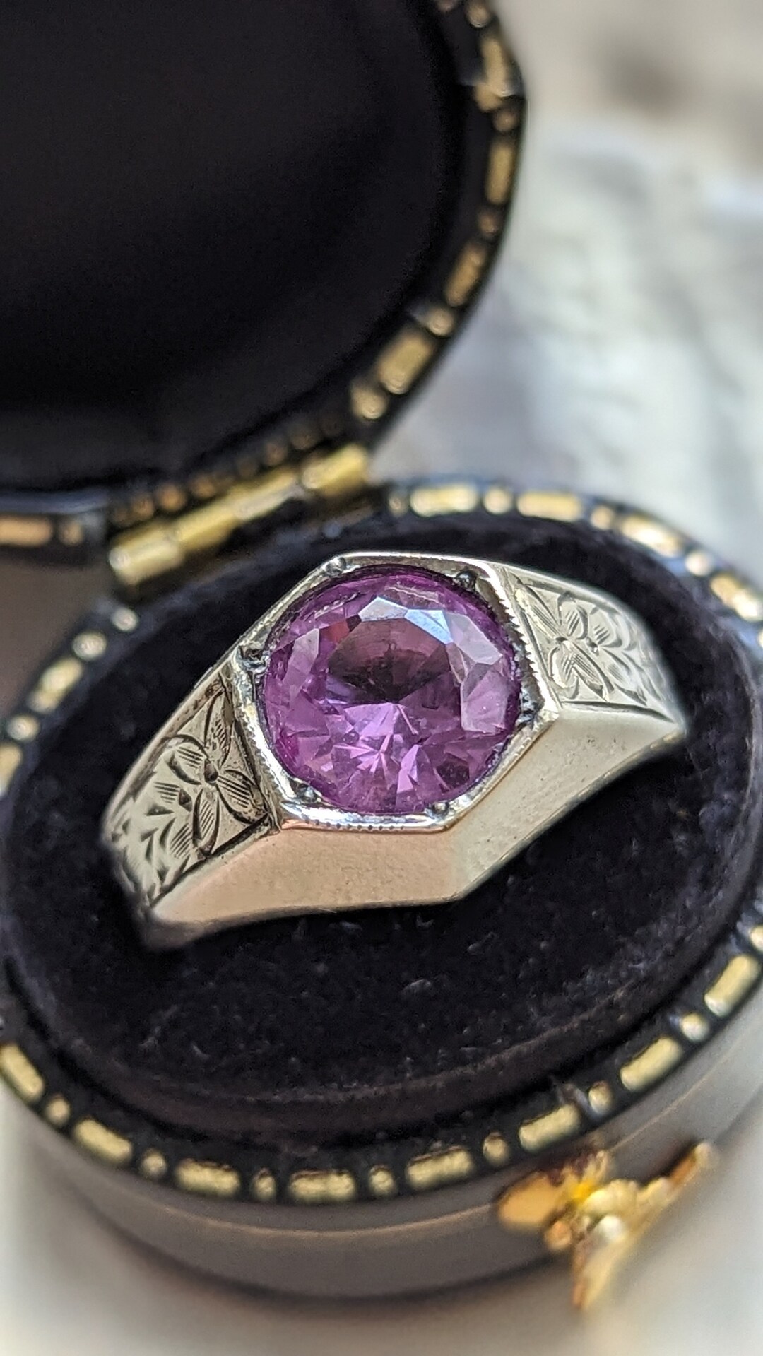 Antique Art Deco Purple Color Change Sapphire/corundum Sterling Silver ...