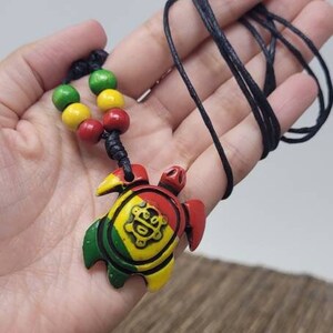 Rasta Turtle Necklace - Taino Sun Necklace - Rasta Tortoise Necklace ...