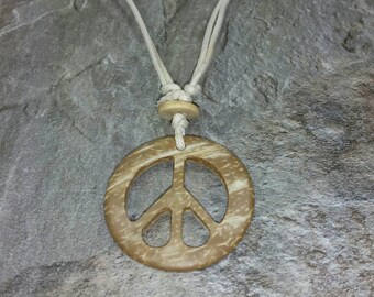 Brown Peace Sign Necklace Brown Hippie Necklace Brown Peace | Etsy