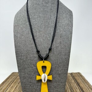 Handmade Wooden Ankh Necklace With Rastafarian Accents - Adjustable ...