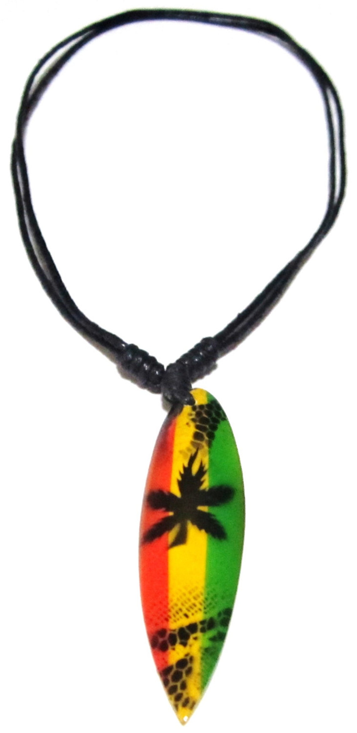 Rasta Surfboard Necklace Handpainted Marihuana Leaf Necklace | Etsy