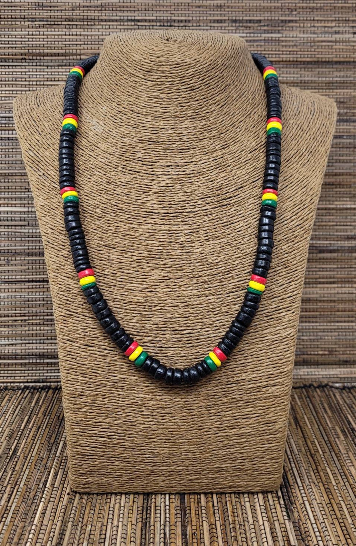 Rasta Necklace Reggae Necklace Wooden Necklace Wooden | Etsy