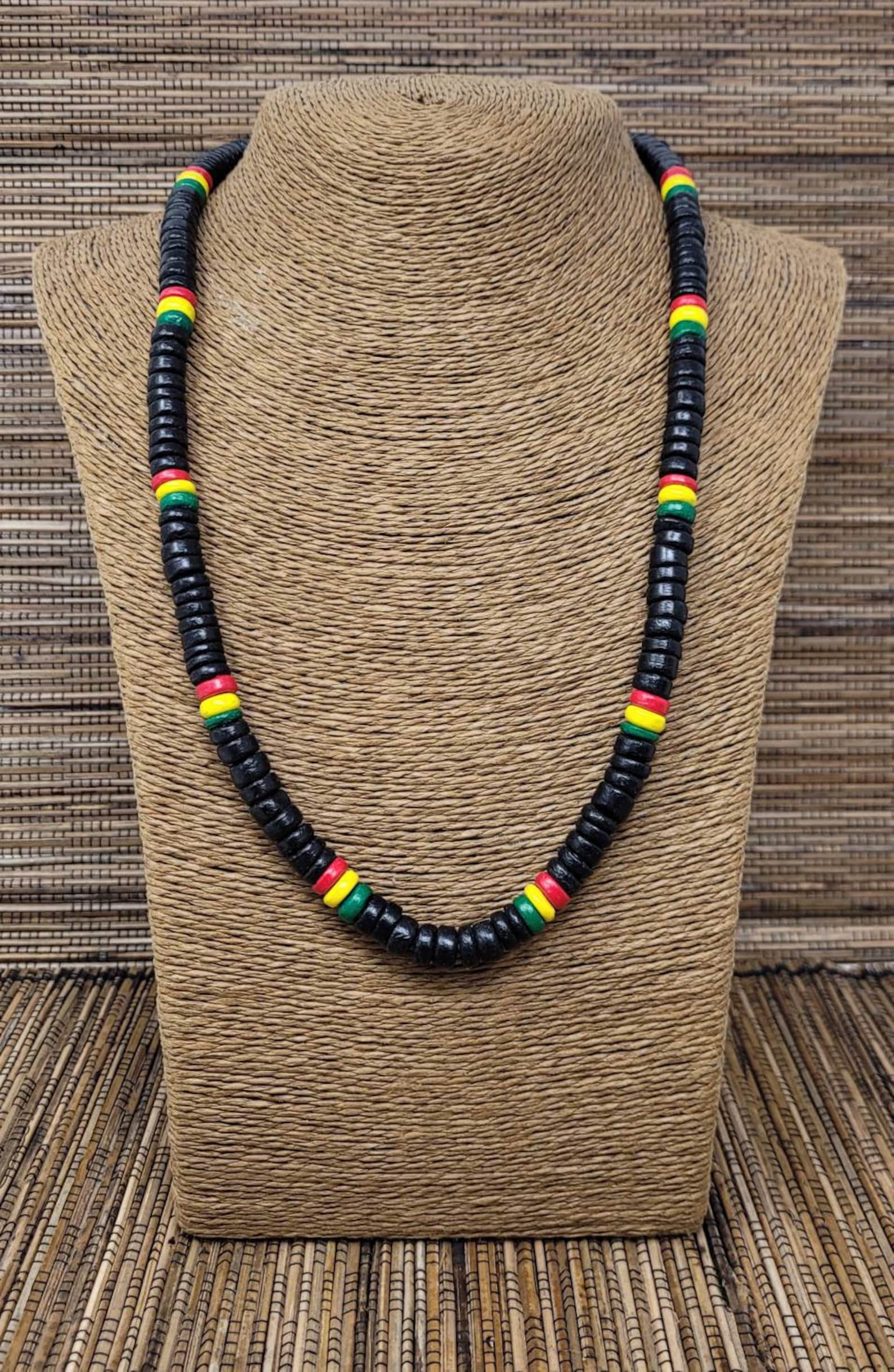 Rasta Necklace Reggae Necklace Wooden Necklace Wooden | Etsy