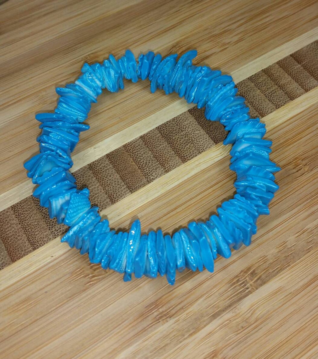 Blue Puka Clam Shell Bracelet- Blue Seashell Bracelet - Blue Bracelet ...