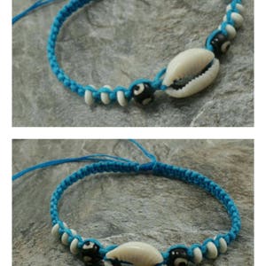 Hawaiian Shell Bracelet/anklet - Blue Bracelet With Beads and Natural ...