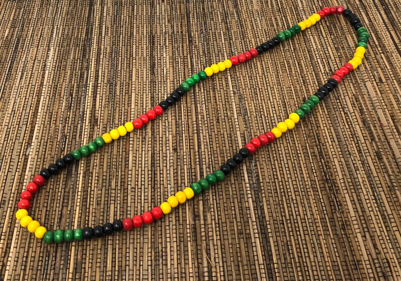 Rasta Necklace Reggae Necklace Wooden Necklace Wooden - Etsy