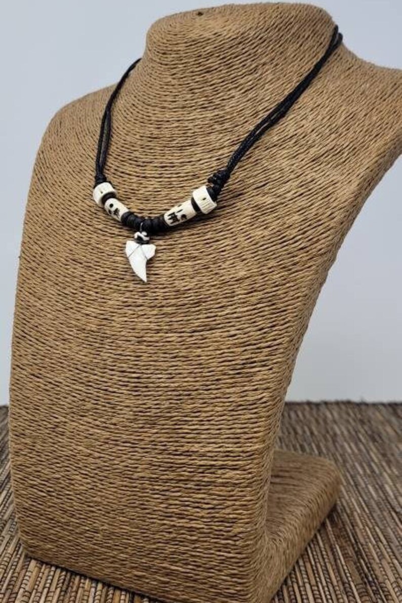 Shark Tooth Necklace Black Cord Shark Teeth Necklace - Etsy
