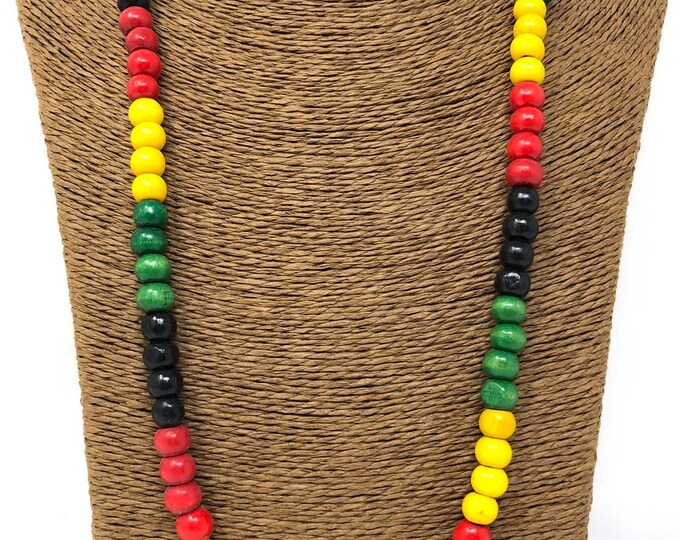 Rasta Necklace Reggae Necklace Wooden Necklace Wooden - Etsy