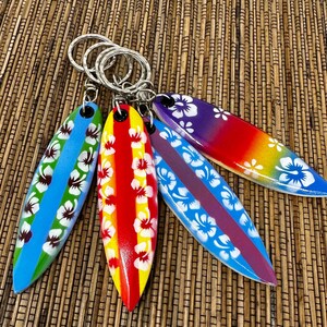 Colorful Wooden Surfboard Keychains - 4-inch Handcrafted, Gloss ...