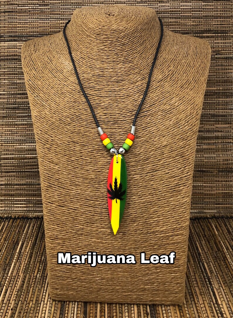 Rasta Surfer Chocker Surfboard Necklace Men Surf Necklace - Etsy