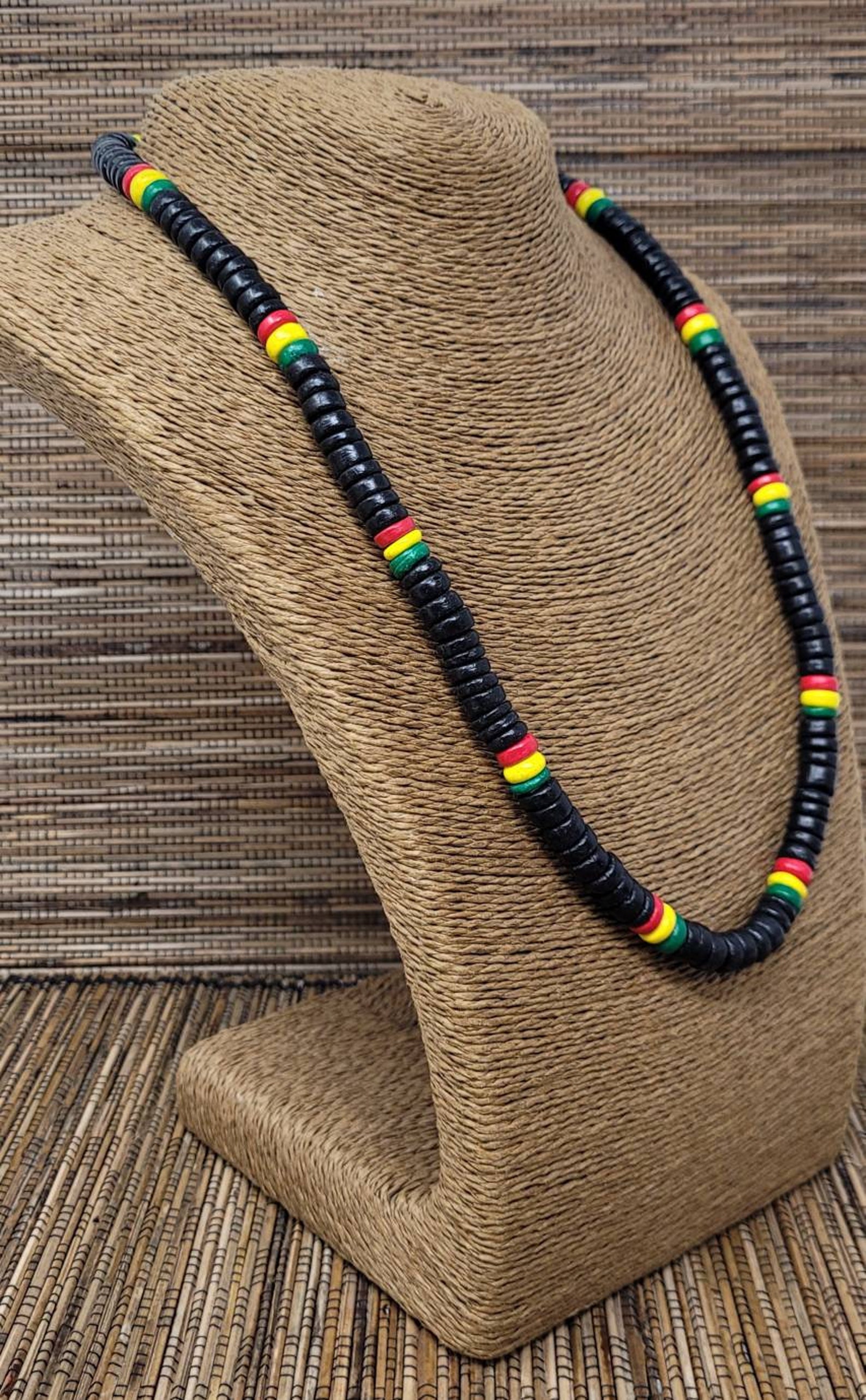 Rasta Necklace Reggae Necklace Wooden Necklace Wooden | Etsy