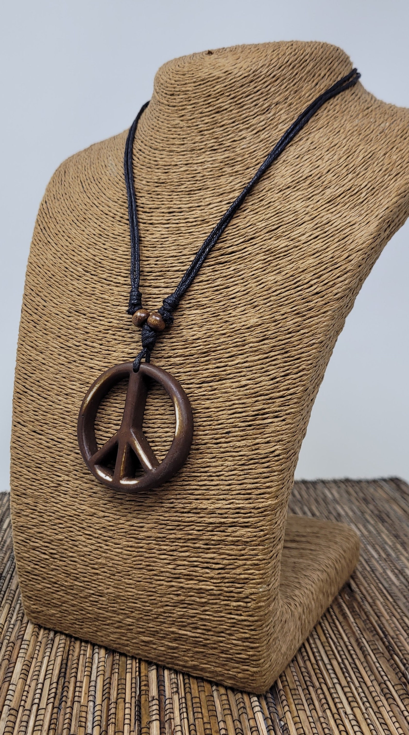 Brown Peace Sign Necklace brown Hippie Necklace Brown Peace - Etsy