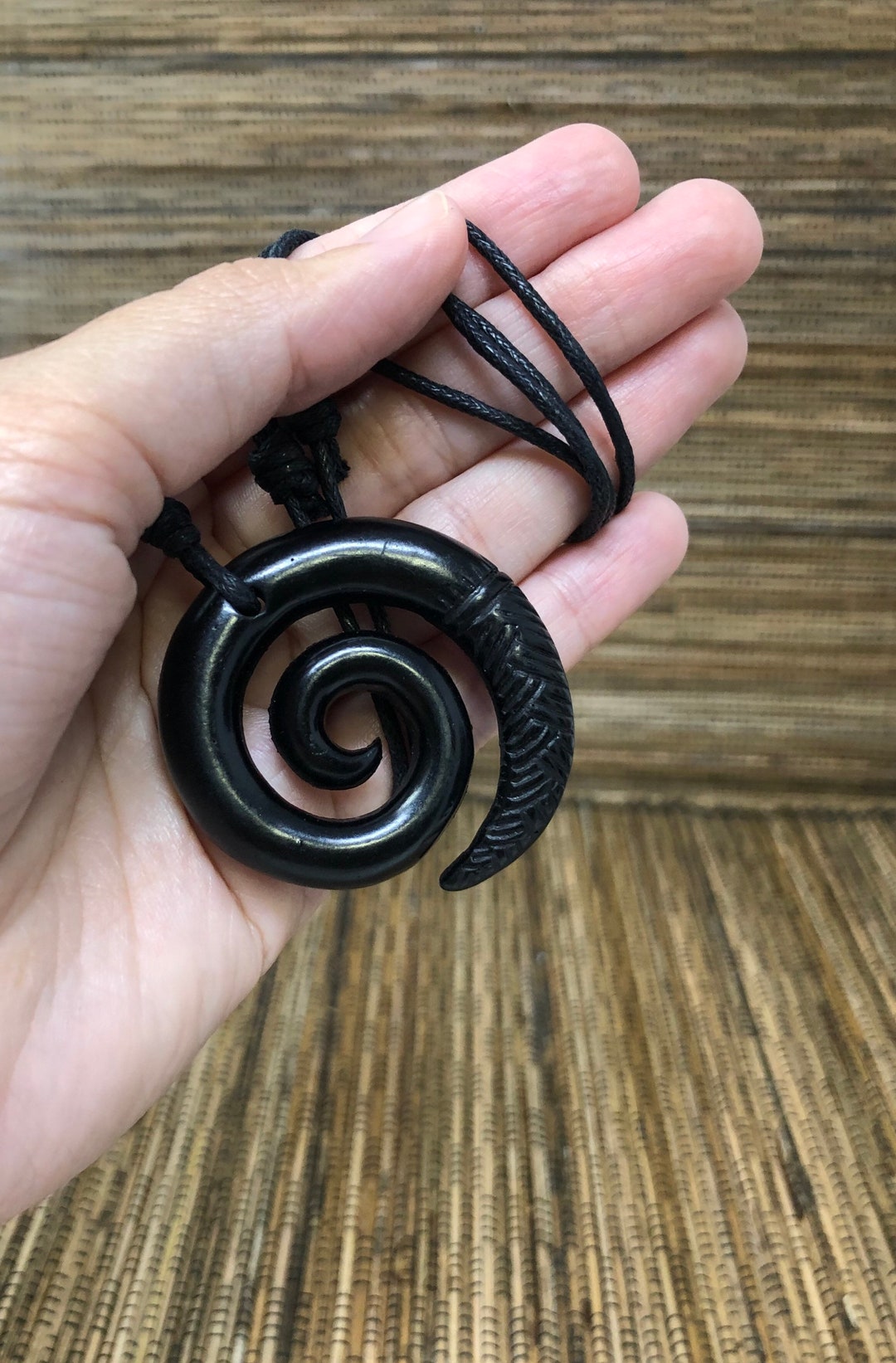 Spiral Necklace, Spiral Symbol, Black Spiral Pendant, Black Spiral ...