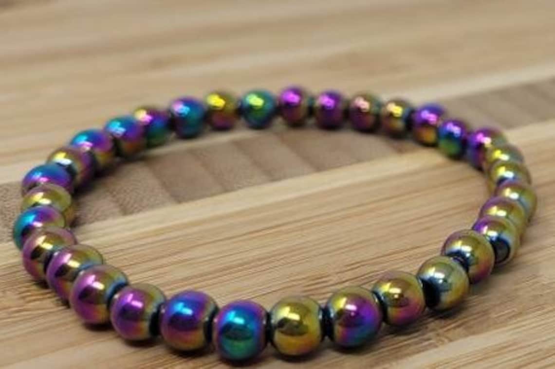Rainbow Hematite Bracelet Rainbow Hematite Jewelry Rainbow - Etsy