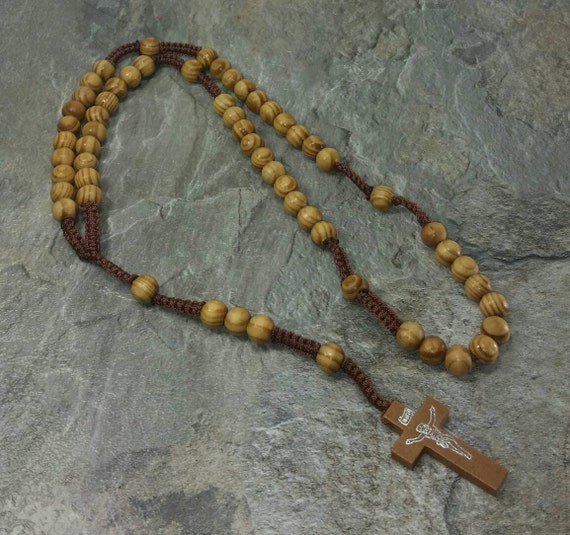 Wooden Rosary Handmade Macrame Rosary Necklace Brown Cord | Etsy