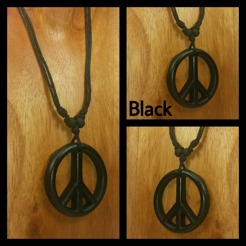 Brown Peace Sign Necklace Brown Hippie Necklace Brown Peace | Etsy