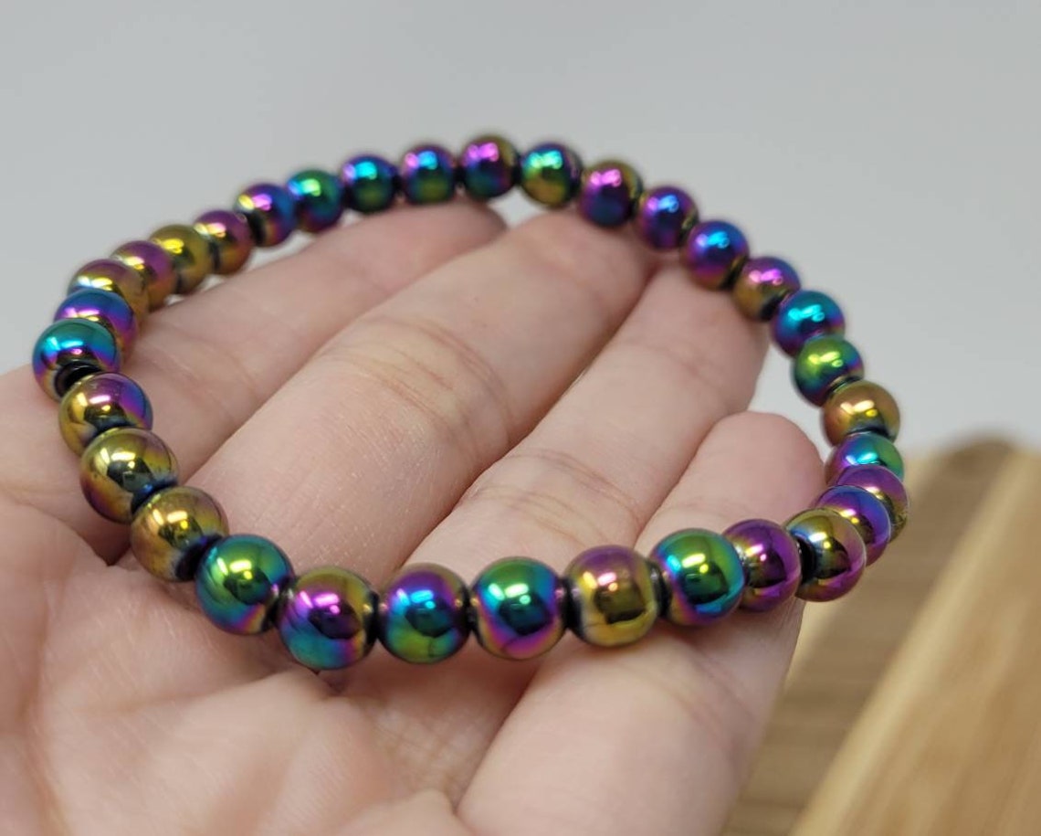 Rainbow Hematite Bracelet Rainbow Hematite Jewelry Rainbow - Etsy