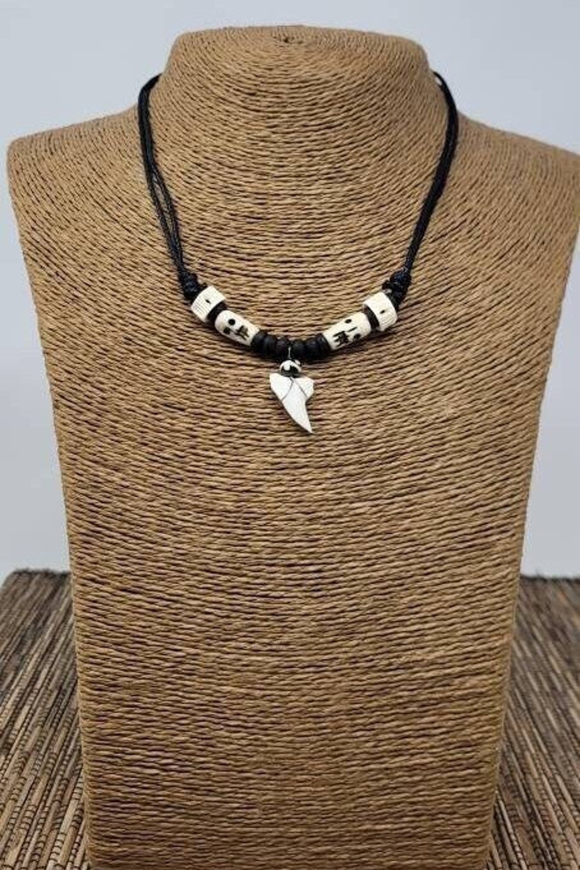 Shark Tooth Necklace Black Cord Shark Teeth Necklace | Etsy