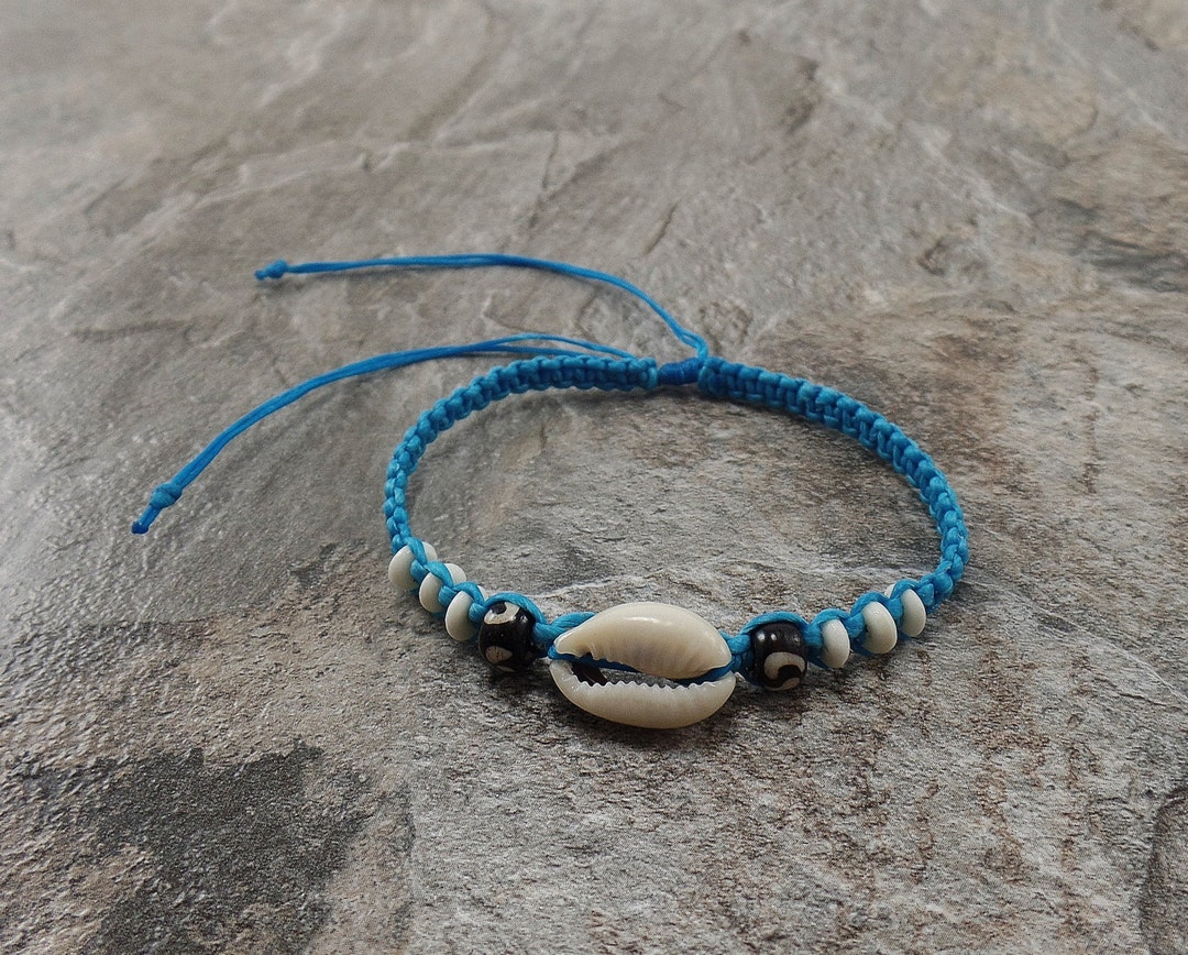 Hawaiian Shell Bracelet/anklet - Blue Bracelet With Beads and Natural ...