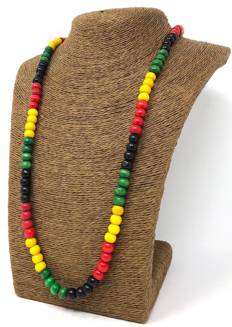 Rasta Necklace Reggae Necklace Wooden Necklace Wooden - Etsy