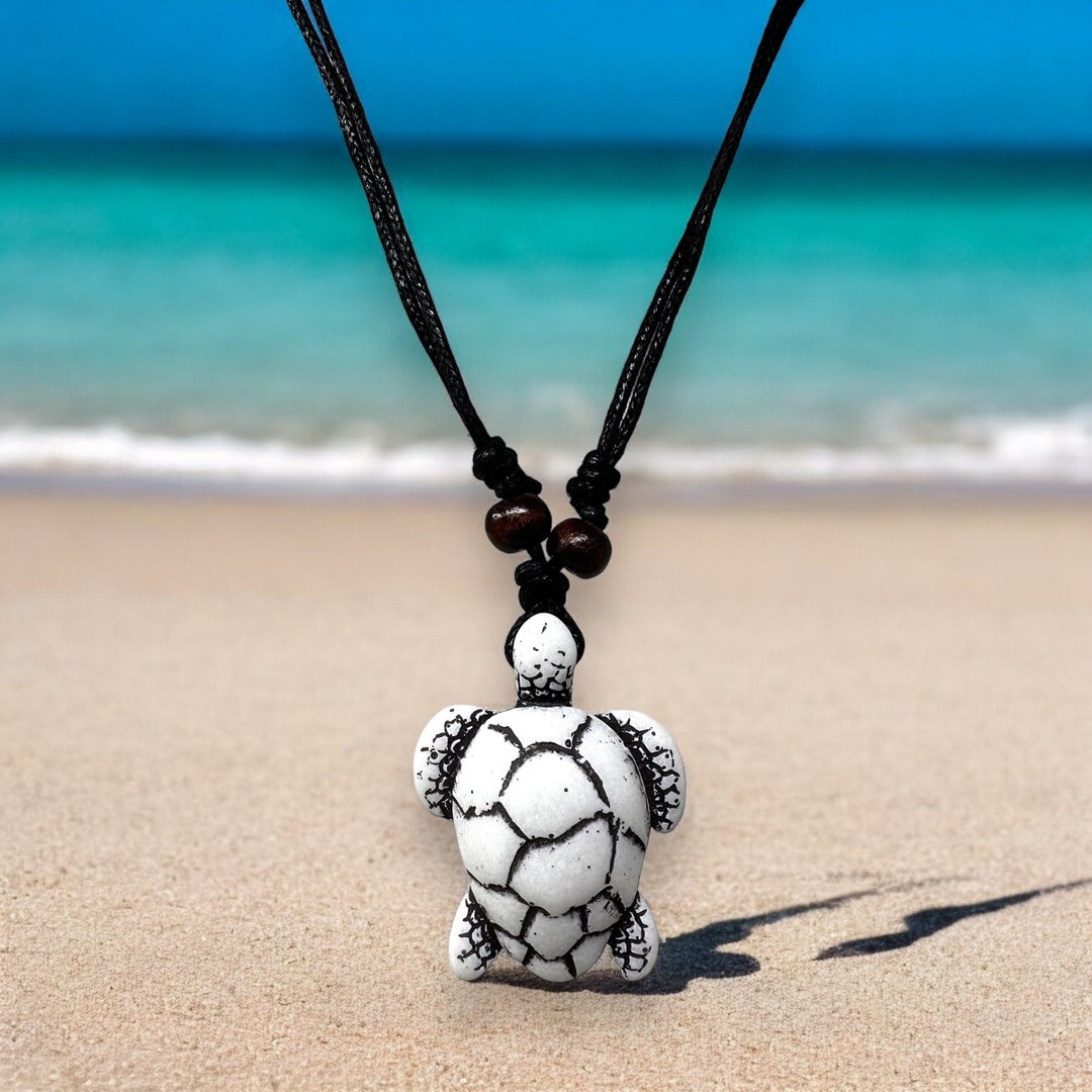 White Turtle Necklace - Sea Turtle Necklace - Marine Turtle Necklace ...