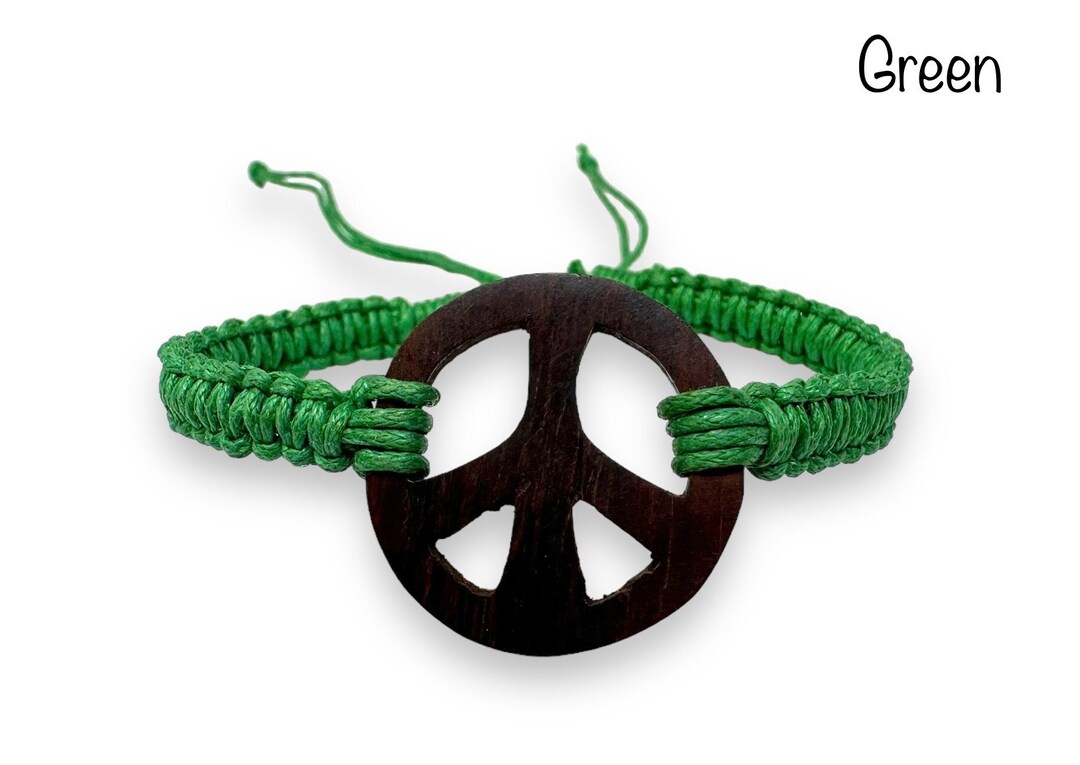 Handcrafted Peace Symbol Bracelet – Adjustable, Unisex, Variety of ...