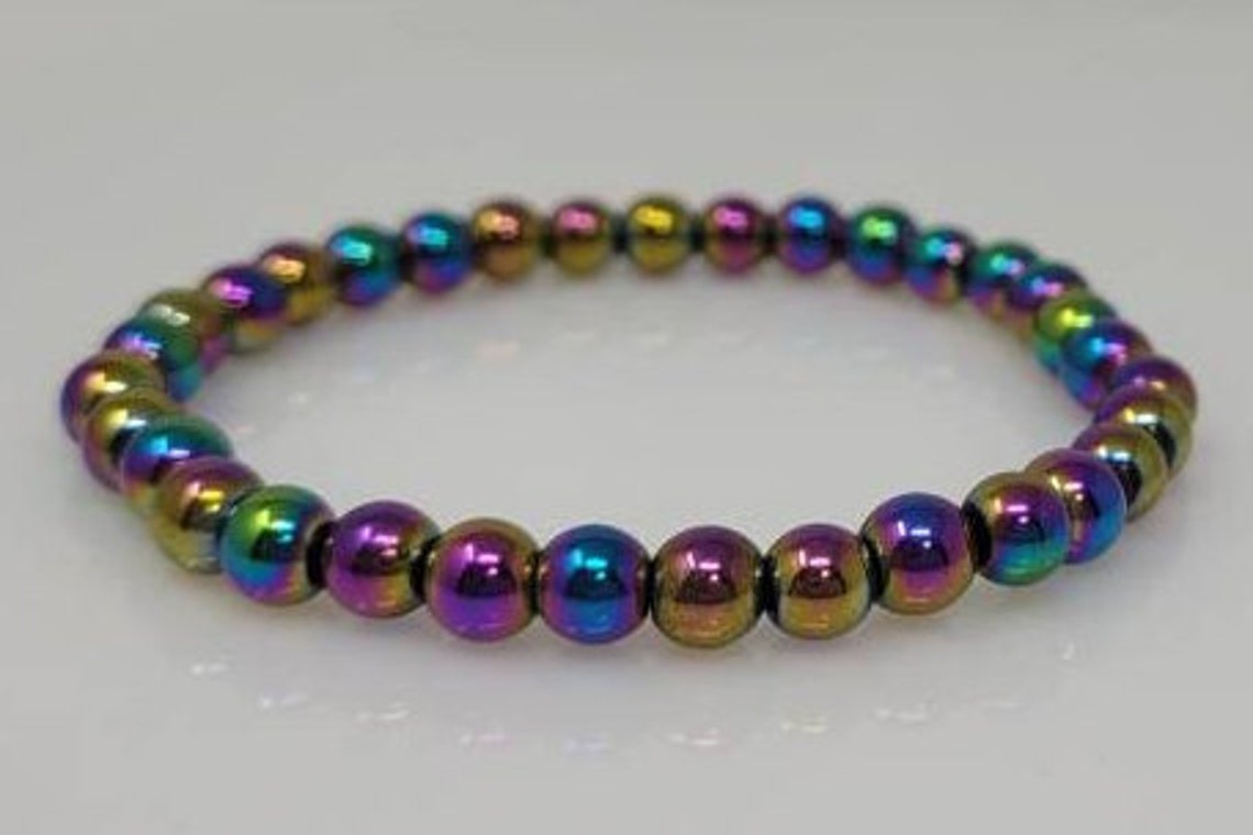 Rainbow Hematite Bracelet Rainbow Hematite Jewelry Rainbow - Etsy