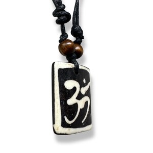 Ohm Aum Symbol Necklace – Rustic Rectangle Pendant, Adjustable ...