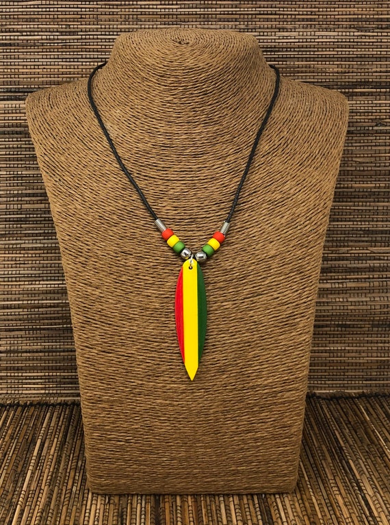 Rasta Surfer Chocker Surfboard Necklace Men Surf Necklace - Etsy