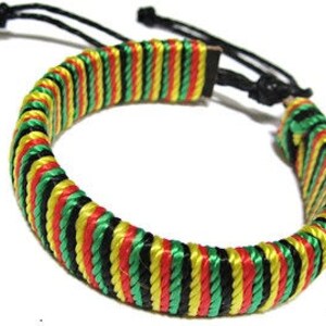 Rasta Bracelet Leather Bracelet Braided Bracelet Jamaican Bracelet ...