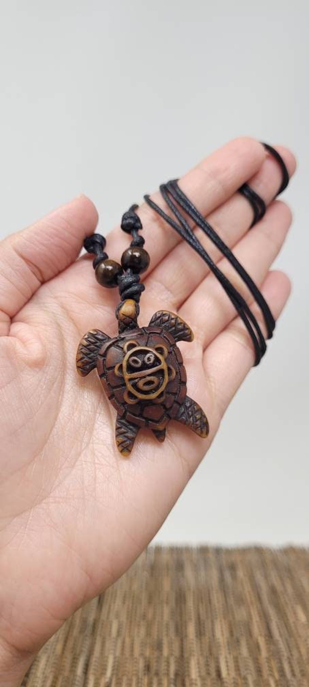 Brown Turtle Necklace - Tribal Taino Sun Symbol - Sea Turtle Necklace ...