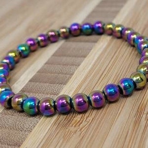 Rainbow Hematite Bracelet, Rainbow Hematite Jewelry, Rainbow Hematite Beads Bracelet, Rainbow ...