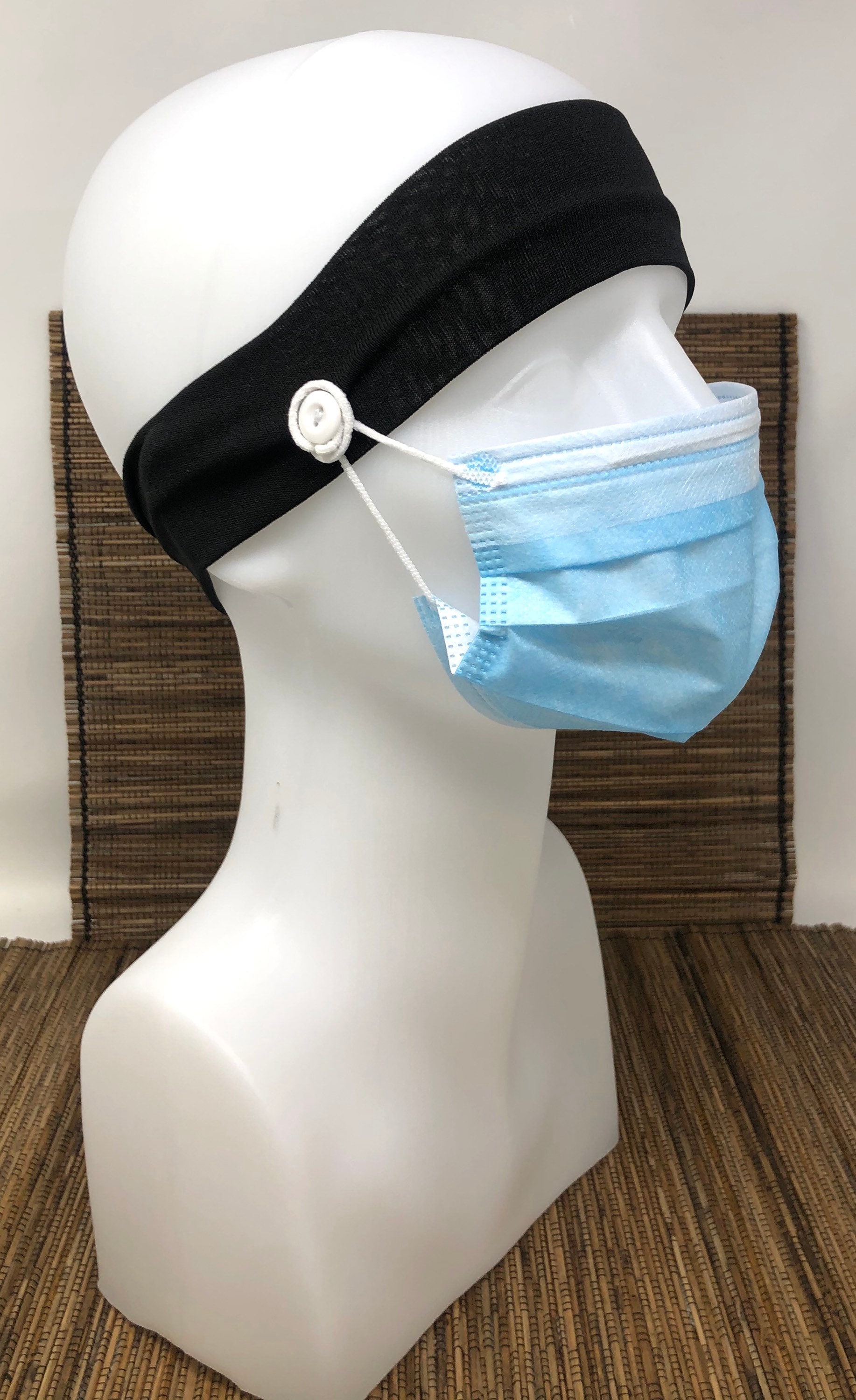 Black headband with buttons Black Headband for Mask Nurse | Etsy