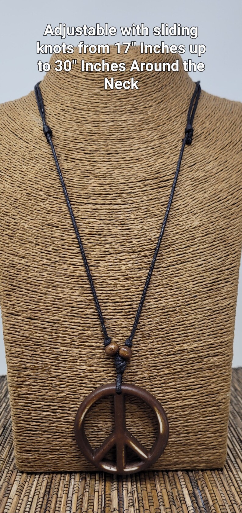 Brown Peace Sign Necklace brown Hippie Necklace Brown Peace - Etsy