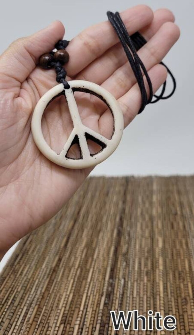 Brown Peace Sign Necklace brown Hippie Necklace Brown Peace - Etsy