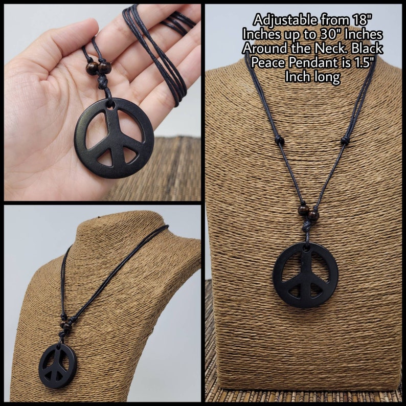 Brown Peace Sign Necklace brown Hippie Necklace Brown Peace - Etsy