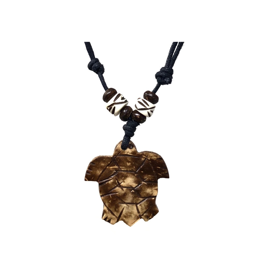 Turtle Necklace, Wooden Turtle Necklace, Coconut Shell Necklace, Turtle ...