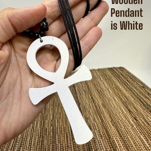 Handmade Wooden Ankh Necklace With Rastafarian Accents - Adjustable ...