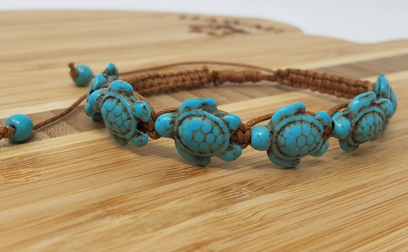 Turtle Hemp Bracelet Howlite Turquoise Sea Turtle Braided - Etsy