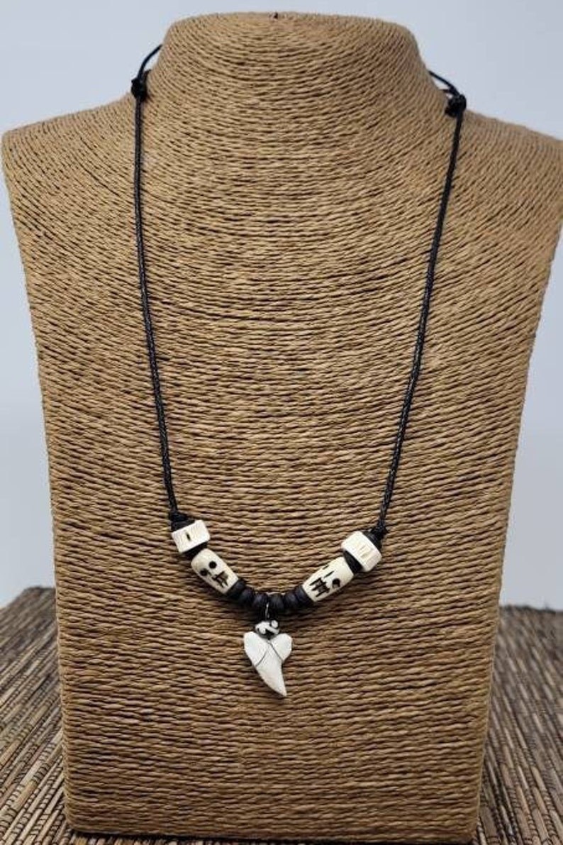 Shark Tooth Necklace Black Cord Shark Teeth Necklace - Etsy