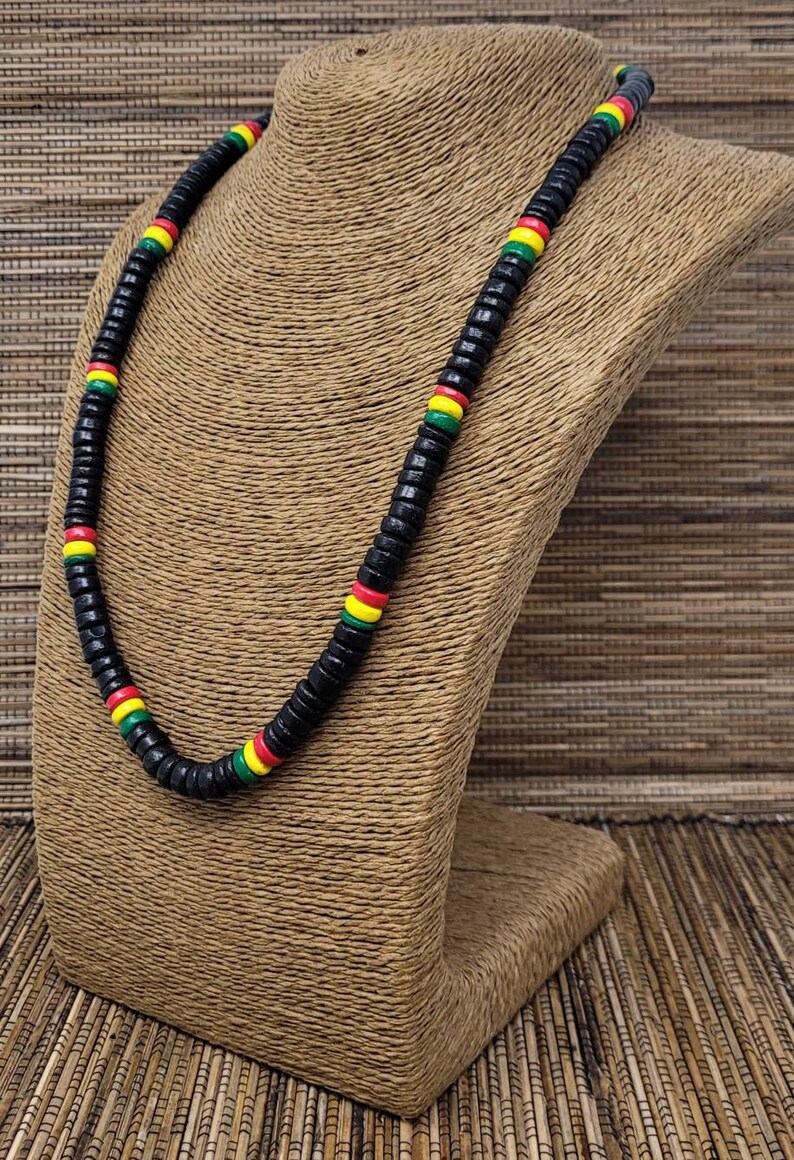 Rasta Necklace Reggae Necklace Wooden Necklace Wooden | Etsy
