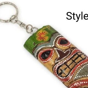 Tiki Totem Keychain, Wood Tiki Figure, Wood Tiki Carving, Tiki Totem ...