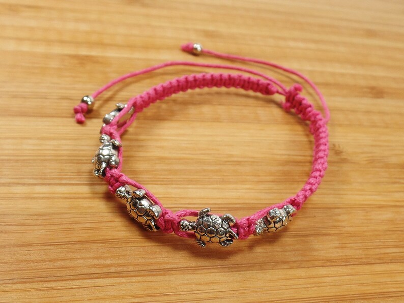 Pink Turtle Bracelet Pink Macrame Bracelet Pink Hemp - Etsy
