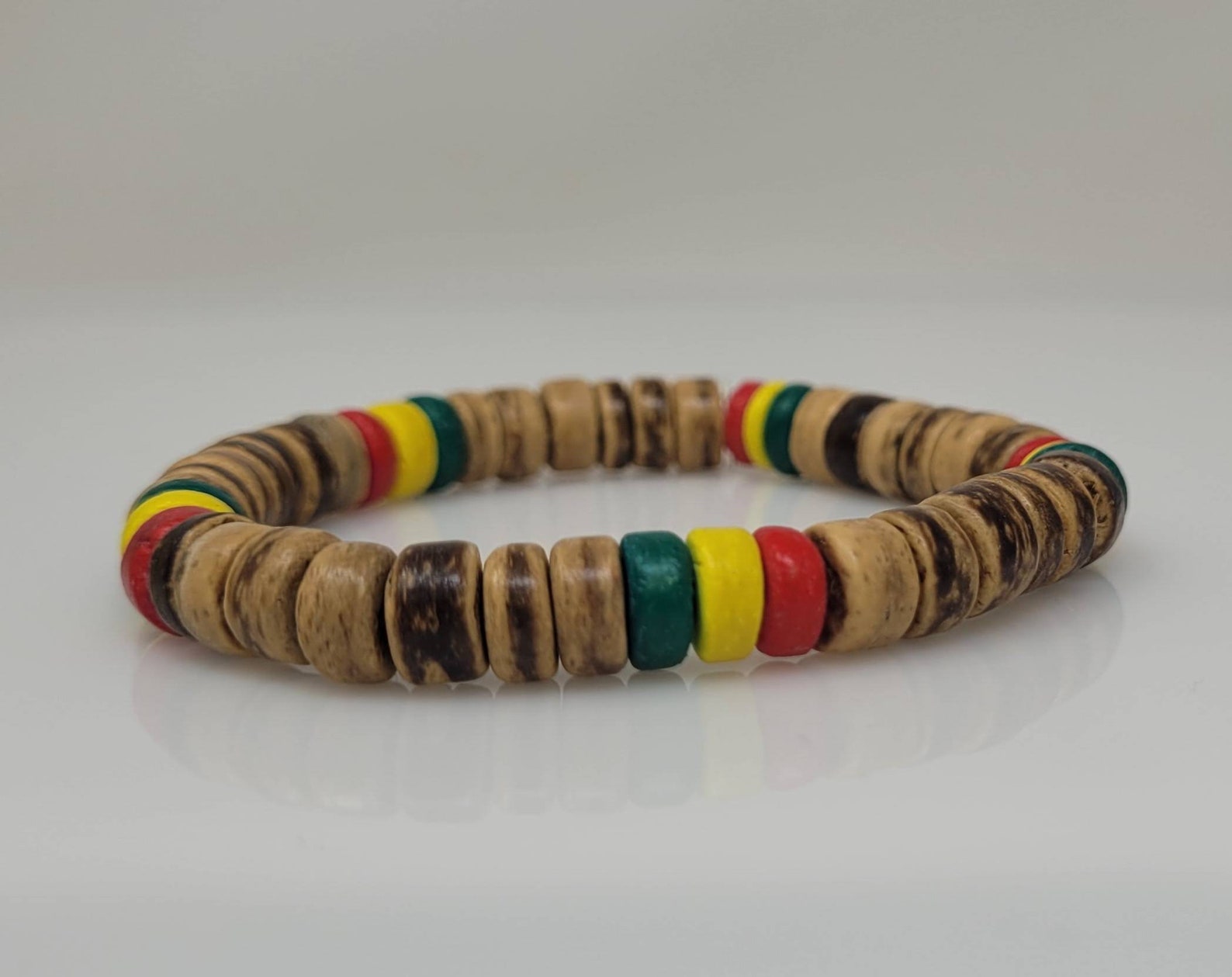 Rasta Bracelet Coconut Wood Beads Jamaican Bracelet - Etsy