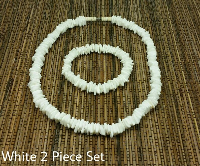 White Puka Shell Necklace Wood and Seashell Necklace White and | Etsy