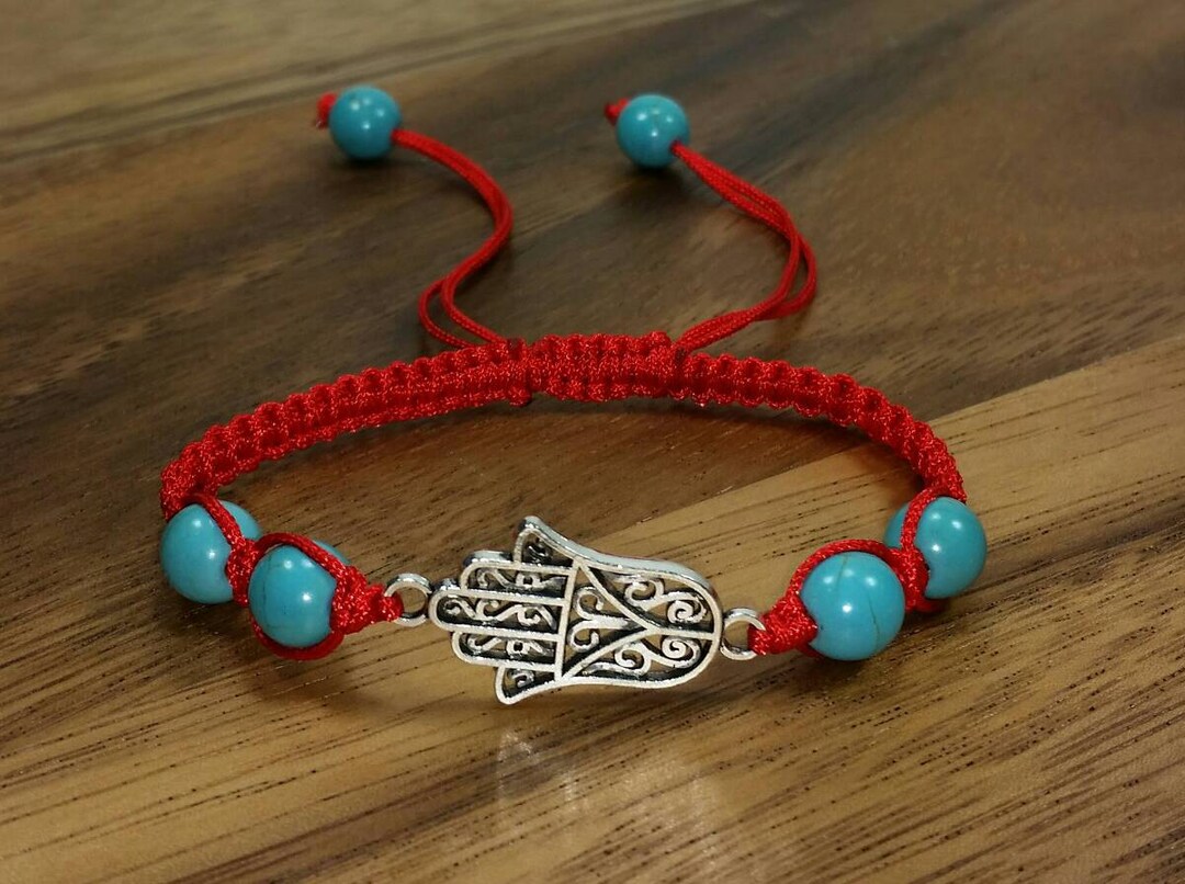 Hamsa Bracelet - Red Macrame Bracelet With Hamsa Hand - Red Hand of ...